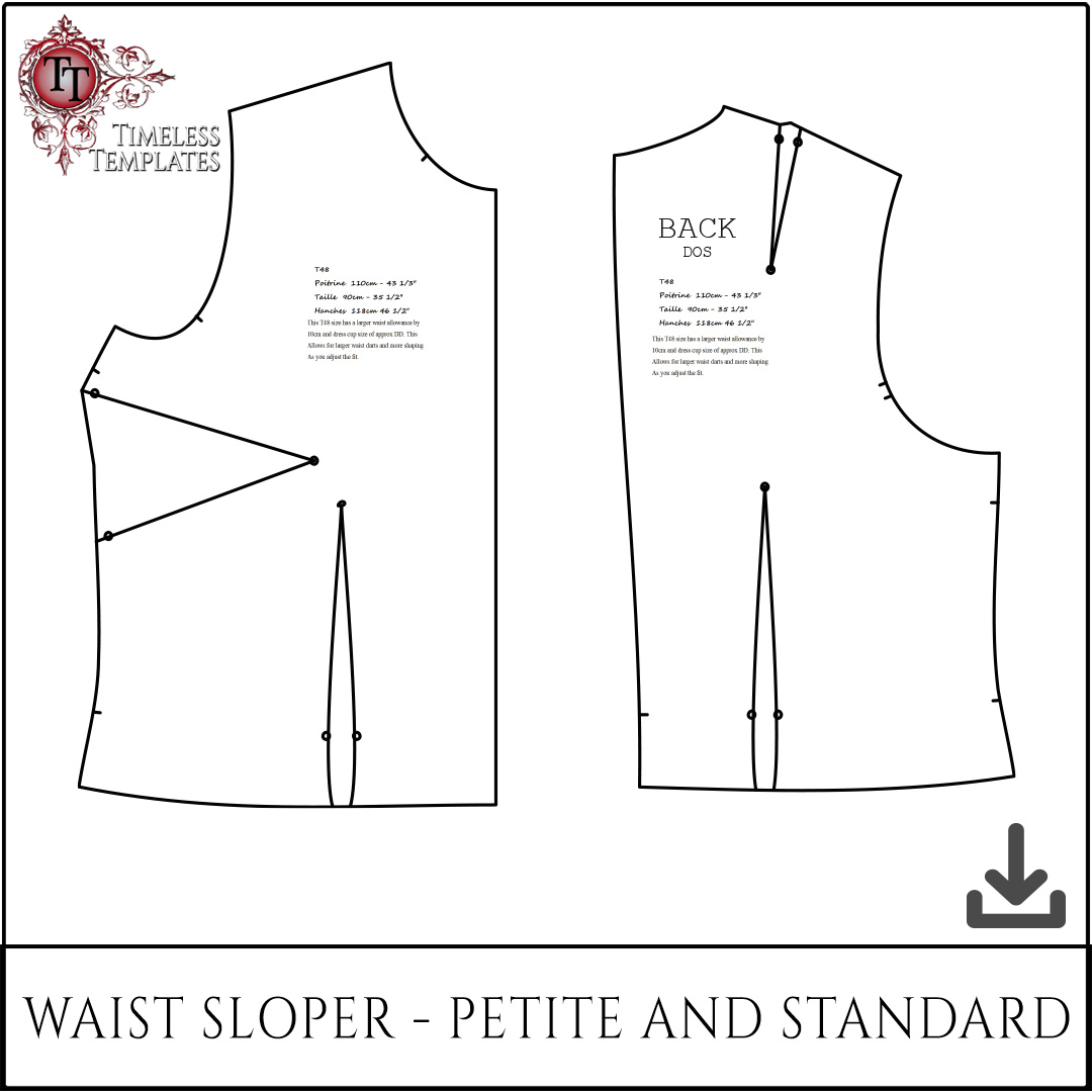 Master - Waist Body Slopers - Standard Waist Bodice & Princess Seams ...